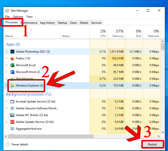 هنگ کردن Taskbar در ویندوز 10